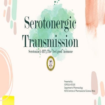 Serotonergic system The role and distribution of receptors | PPT