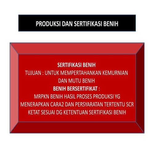 SERTIFIKASI BENIH UNTUK MEMPERTAHANKAN KEMURNIAN DAN MUTU BENIH | PPTX