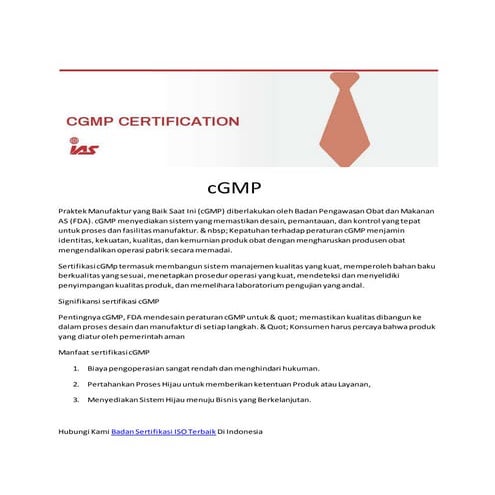 Sertifikasi cGMP | PDF