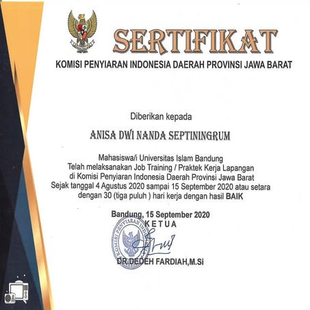 2020 Certificate of Completion Job Training | PPT