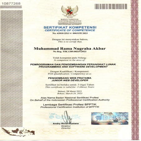 Sertifikat kompetensi dan sertifikat pelatihan | PDF