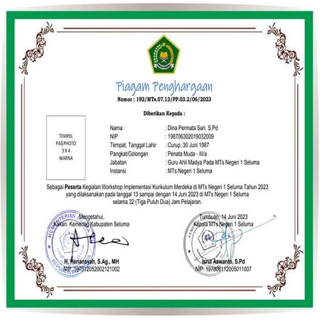 sertifikat kurikulum merdeka tahun 2023-2024 | DOCX