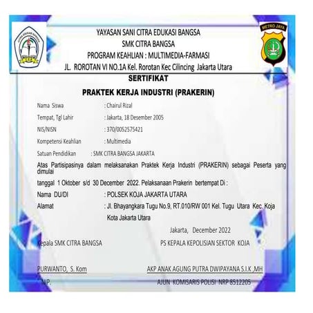 CONTOH Laporan praktik kerja industri (SMK) PRAKERIN PROGRAM STUDI DKV ...