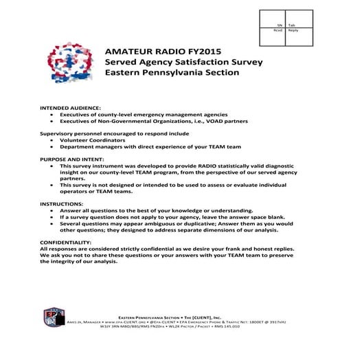 Amateur Radio Team Served Agency Satisfaction Survey REDACTED | PDF