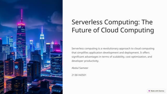 Serverless Computing The Future Of Cloud Computing 1 Pptx