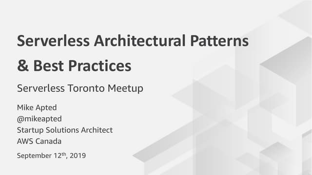 Serverless Architectural Patterns And Best Practices Ppt