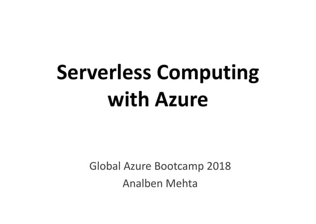 Serverless Computing With Azure Pdf Cloud Computing Internet