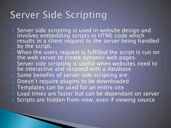 SERVER SIDE SCRIPTING SERVER SIDE SCRIPTING
