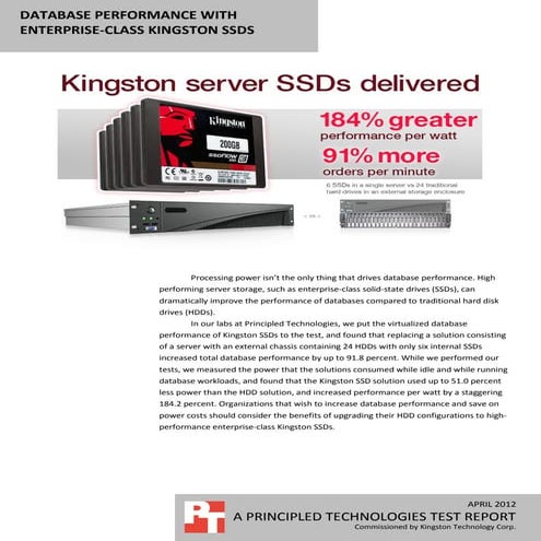 Database performance with Enterprise-class Kingston SSDs | PDF