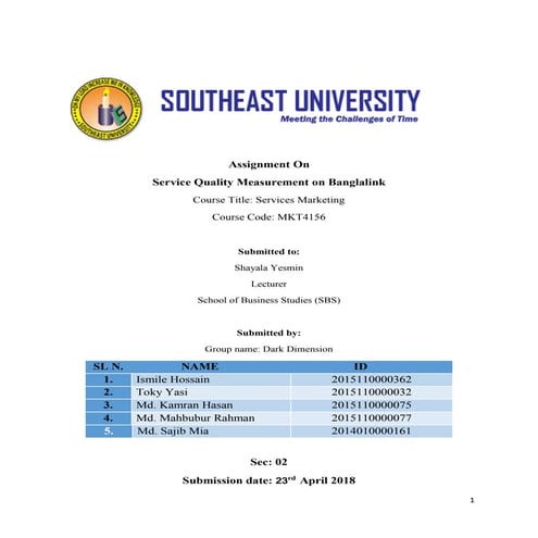Service Quality Measurement on Banglalink | PDF