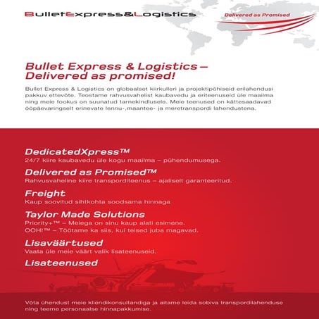 Bullet Express & Logiostics Service Blueprint EST 2014 | PDF
