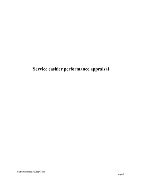 Sample cashier performance appraisal | DOC