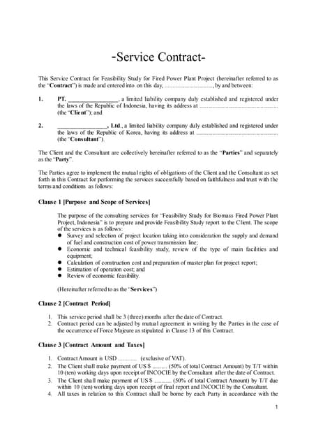 Contract for consultancy services lump sum - b8 settlement of disputes ...