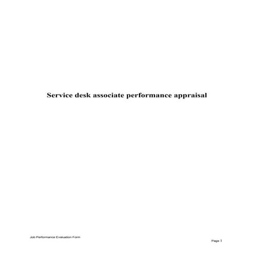 Service desk associate performance appraisal | DOC