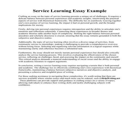 Service Learning Essay Example | PDF