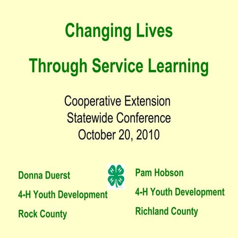 Changing Lives through Service Learning | PPT