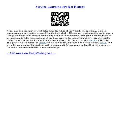 Service Learning Project Report | PDF
