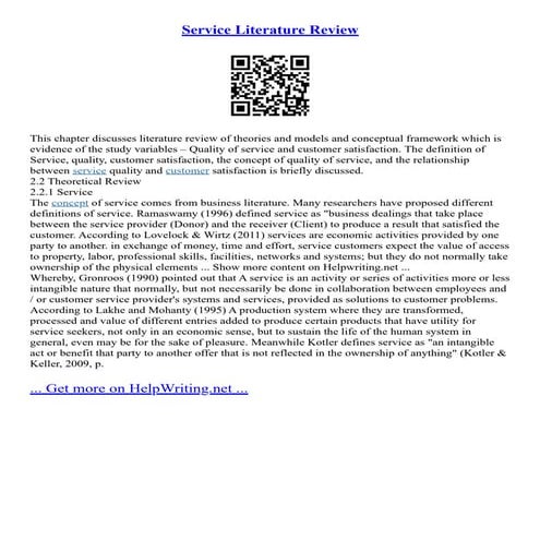 Service Literature Review | PDF