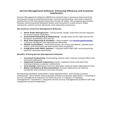 Streamline Operations with Service Management Software | PDF