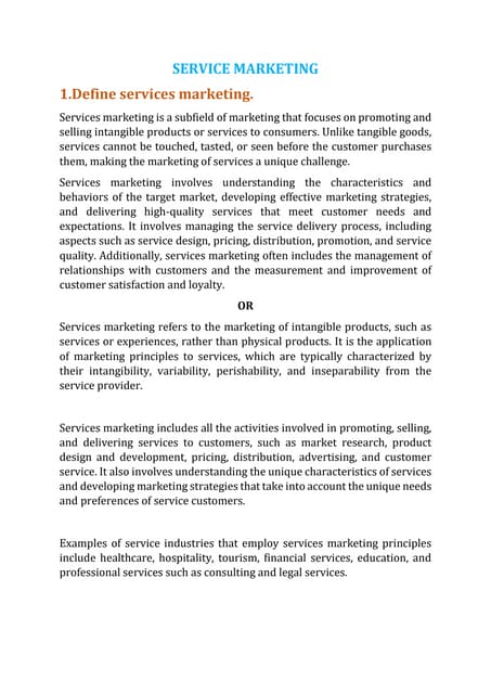 Service marketing Notes | PDF