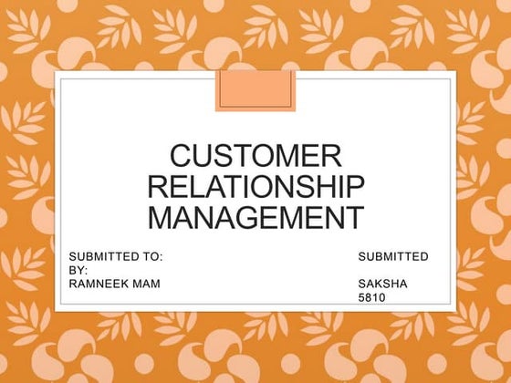 Customer Relationship Management (CRM) Presentation | PPTX | Sales ...
