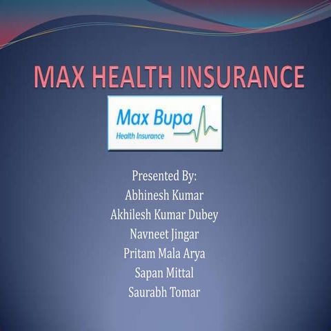 Max Bupa Health Insurance Brief PPT assignment | PPTX