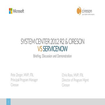 System Center Cireson Vs Servicenow Ppt