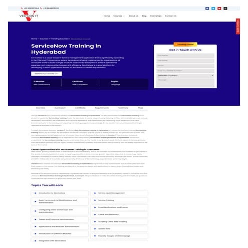 ServiceNow Training In Hyderabad - Version IT | PDF