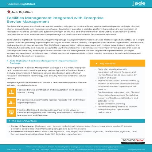 Facilities Management integrated with Enterprise Service Management | PDF