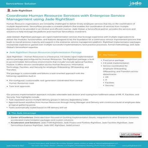 ServiceNow HR services with Enterprise Service Management Using Jade ...