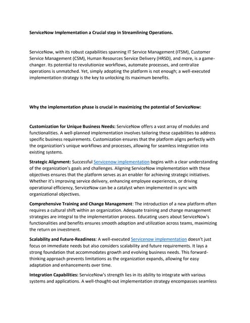 ServiceNow Implementation: Tips for a Smooth and Successful Rollout | PDF ServiceNow Implementation: Tips for a Smooth and Successful Rollout | PDF