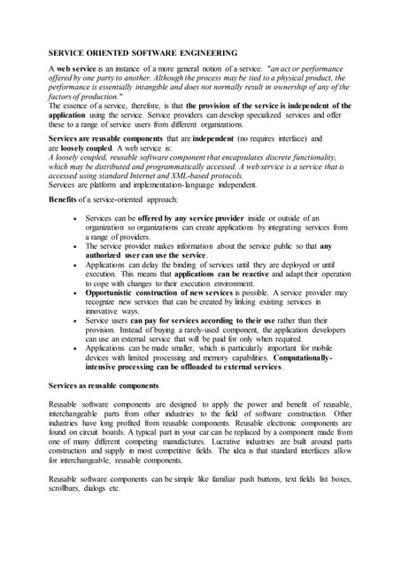 Service Oriented Software Engineering Docx
