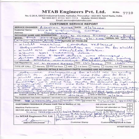 Service report mtab | PDF