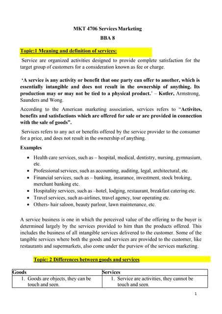 Service marketing Notes | PDF