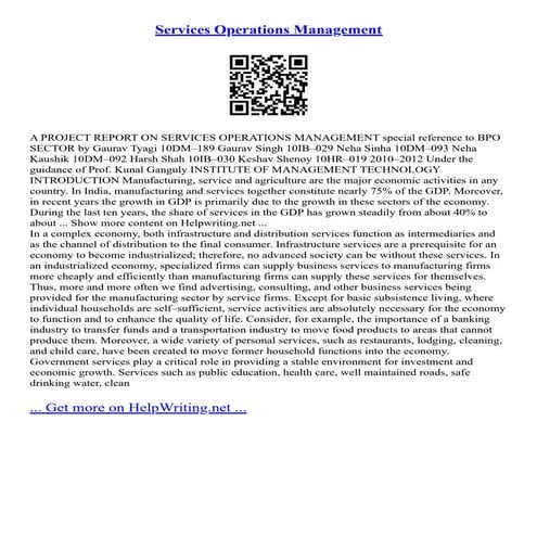 Services Operations Management | PDF