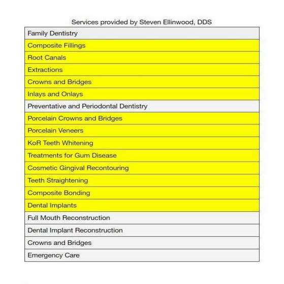 Services provided by steven ellinwood, dds | PDF