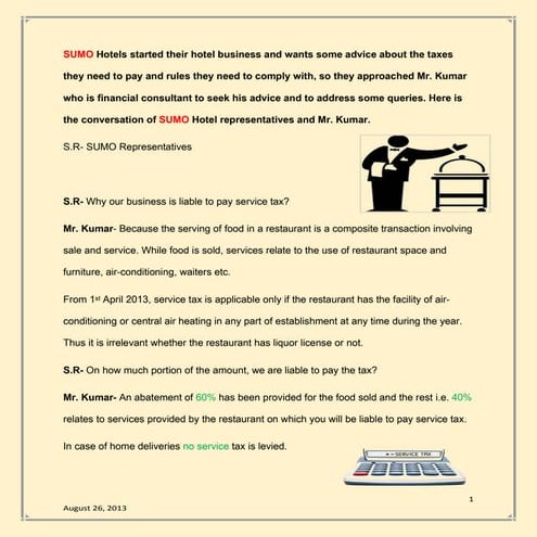 Service tax (Indirect Taxation) - An Introduction | PDF