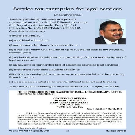 Service tax exemption for legal services - Dr Sanjiv Agarwal | PDF ...