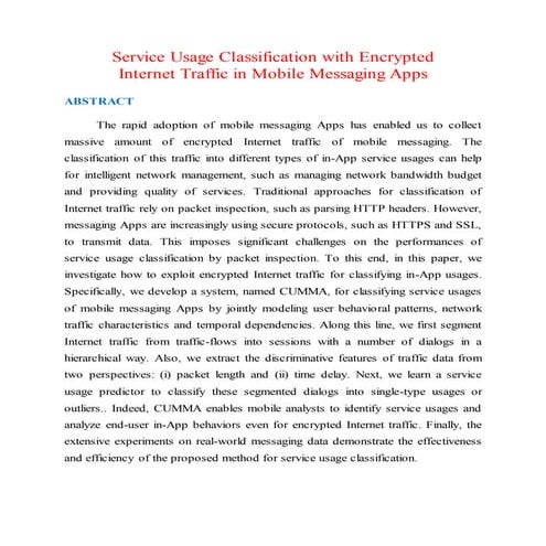Service usage classification with encrypted | DOCX