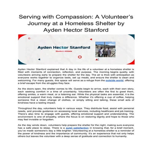 Serving with Compassion_ A Volunteer’s Journey at a Homeless Shelter by ...