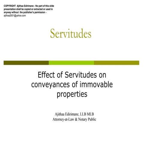 Servitudes on Immovable Property | PPT
