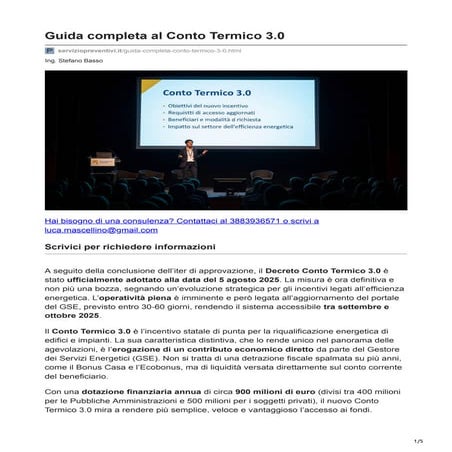 Guida completa al Conto Termico 3.0 | Ing. Stefano Basso | PDF