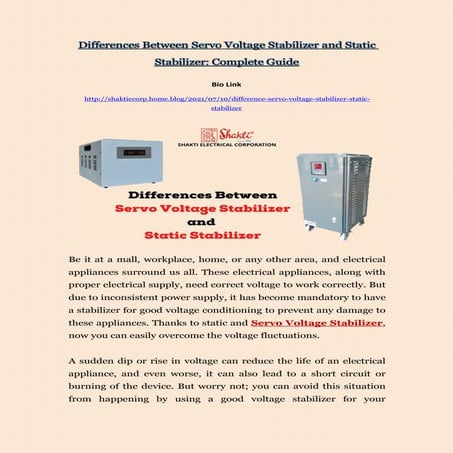 Servo voltage stabilizer and static stabilizer | PDF