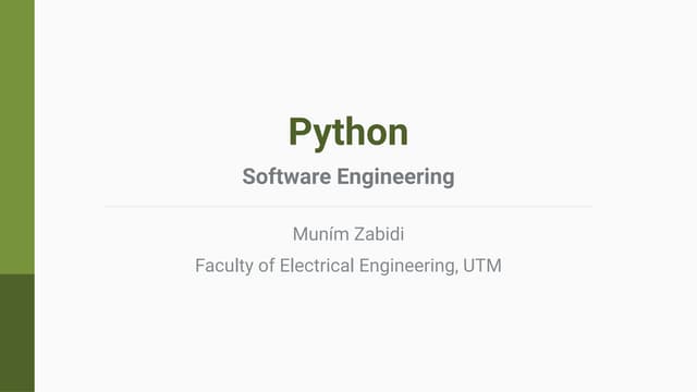 Python Software Engineering Python Software Engineering Ppt
