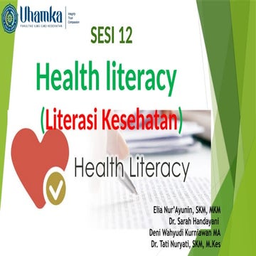 Health literacy literasi kesehatan pada i | PPTX