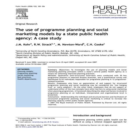 the use of programme planning and social marketing models by a state ...
