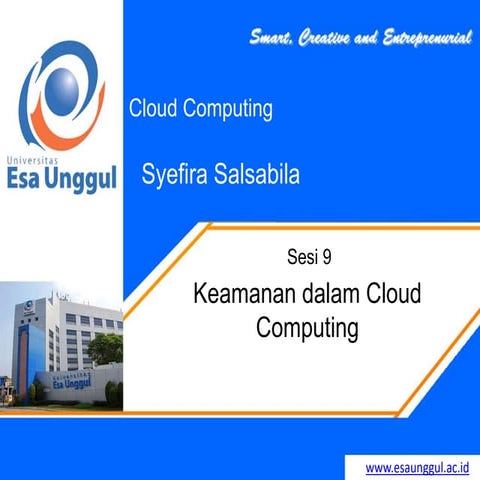 Beberapa ancaman umum yang dapat membahayakan cloud computing: | PPTX