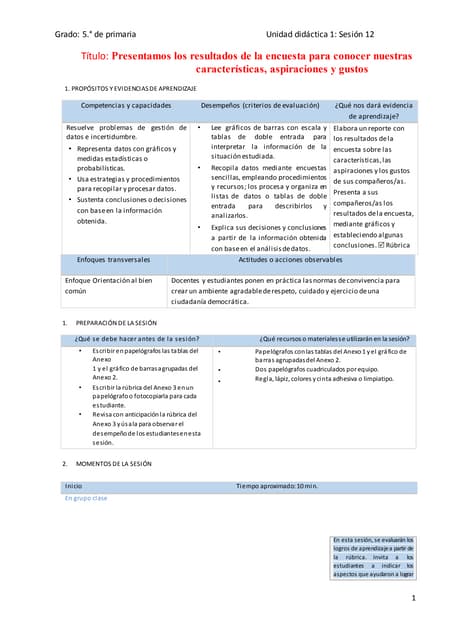 Sesion de aprendizaje primaria | Area: Matematica | Tema: elaboramos patrones graficos | PDF