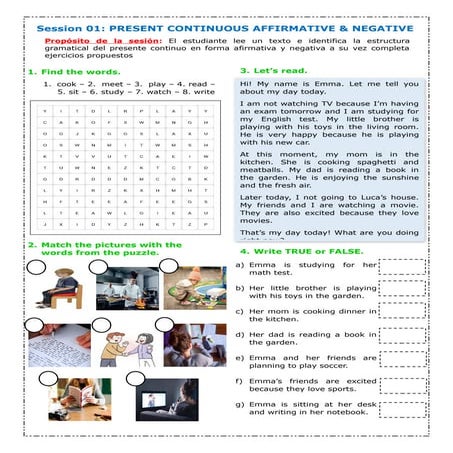 Present continuous affirmative & negative | PDF