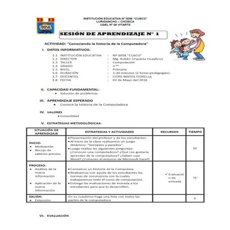 SESION DE APRENDIZAJE 3 SESION DE APRENDIZAJE | PDF